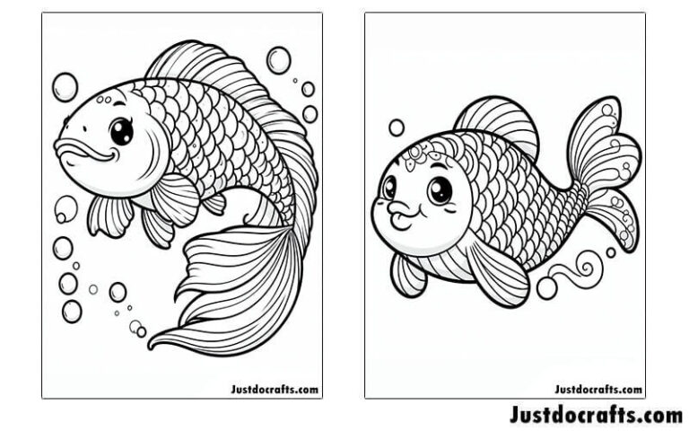 Koi Fish Coloring Page (Free PDF Printables) - Just Do Crafts