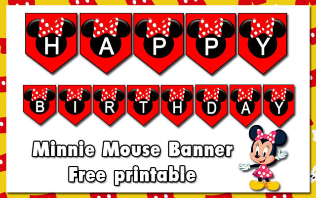 Minnie Mouse Birthday Banner (Free PDF Printables) - Just Do Crafts