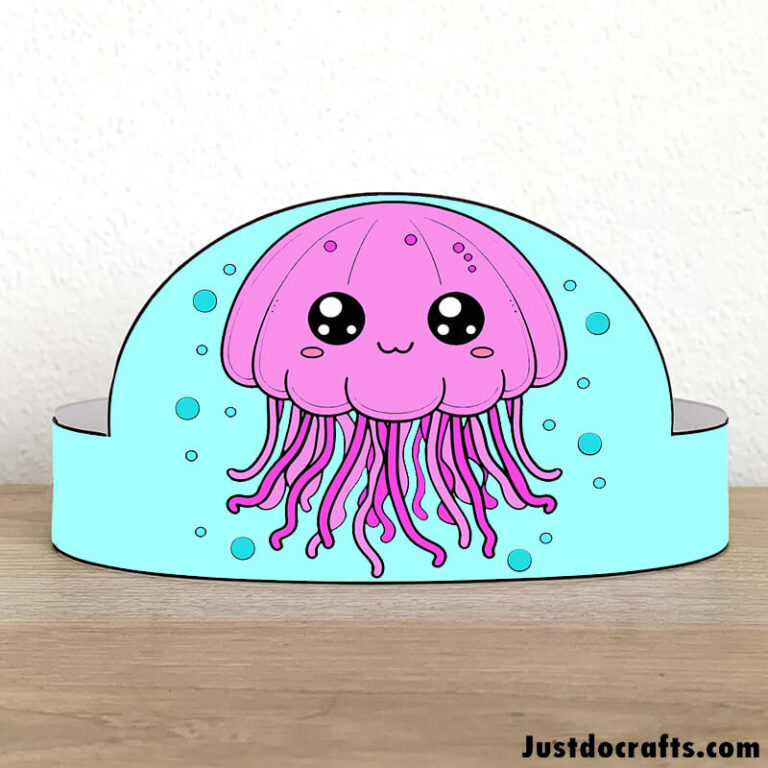 Jellyfish Paper Crown (Free PDF Printable Template) - Just Do Crafts
