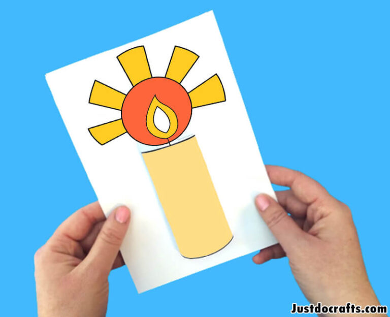 Paper Candle Craft (Free PDF Printable Template) - Just Do Crafts