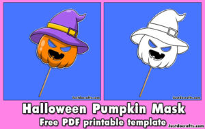 Halloween Pumpkin Mask (Free PDF Printable template) - Just Do Crafts