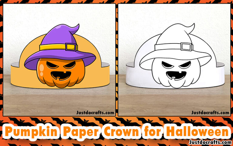 Pumpkin Paper Crown for Halloween (Free PDF Printable Template) - Just ...