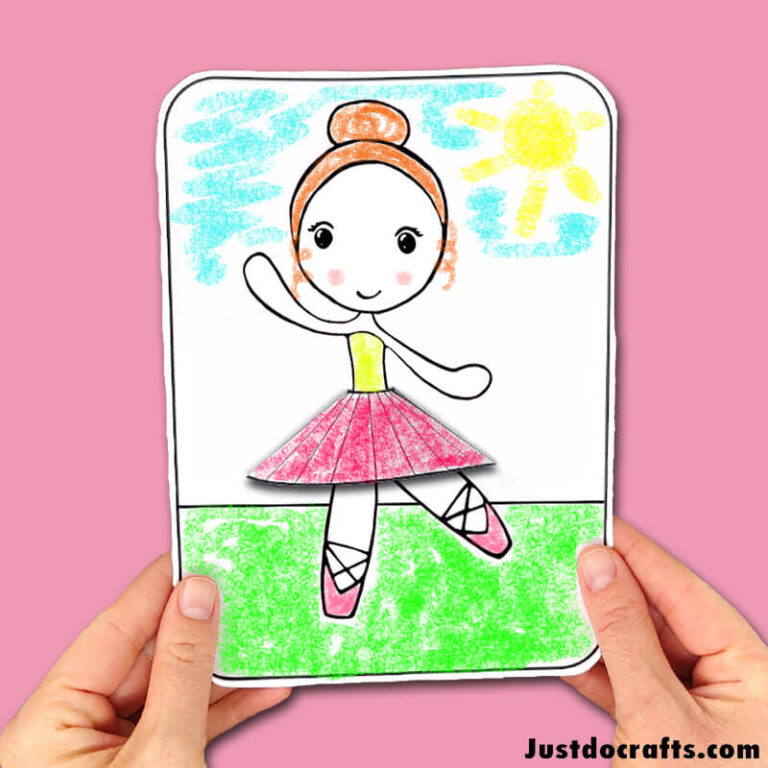 Paper Ballerina Craft for kids (Free PDF Printable Template) - Just Do ...