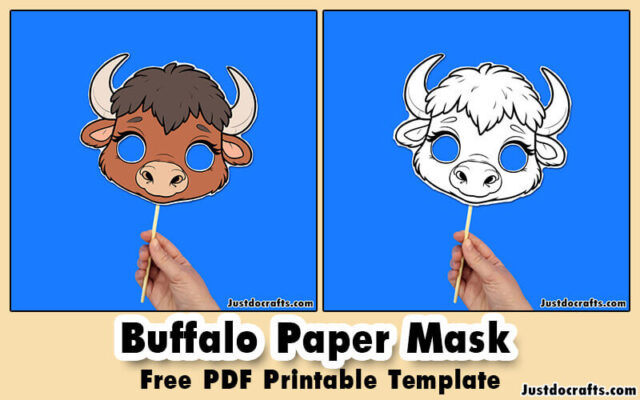 Buffalo Paper Mask (Free PDF Printable Template) - Just Do Crafts