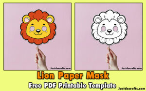 Lion Paper Mask (Free PDF Printable Template) - Just Do Crafts