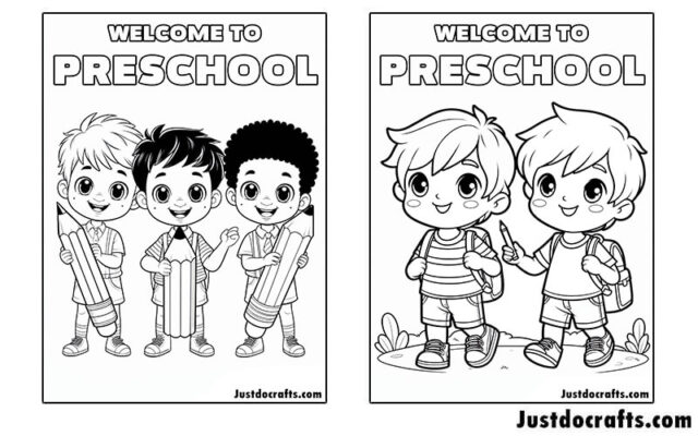 Welcome to Preschool Coloring Pages (Free PDF Printable) - Just Do Crafts