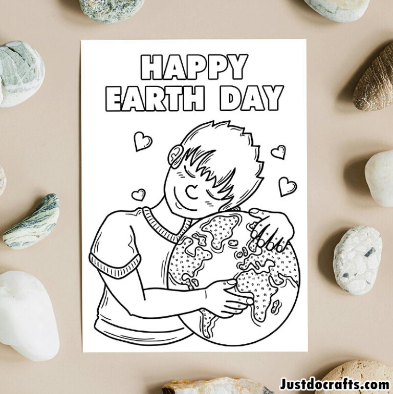 Earth Day Cards to Color (Free PDF Printable Template) - Just Do Crafts