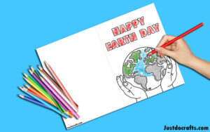 Earth Day Cards to Color (Free PDF Printable Template) - Just Do Crafts