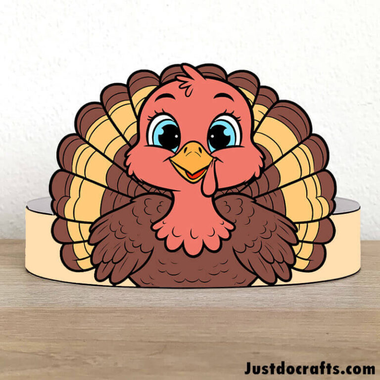 Turkey Paper Crown (Free PDF Printable Template) - Just Do Crafts