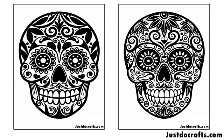 Sugar Skulls Coloring Page (Free PDF Printable) - Just Do Crafts