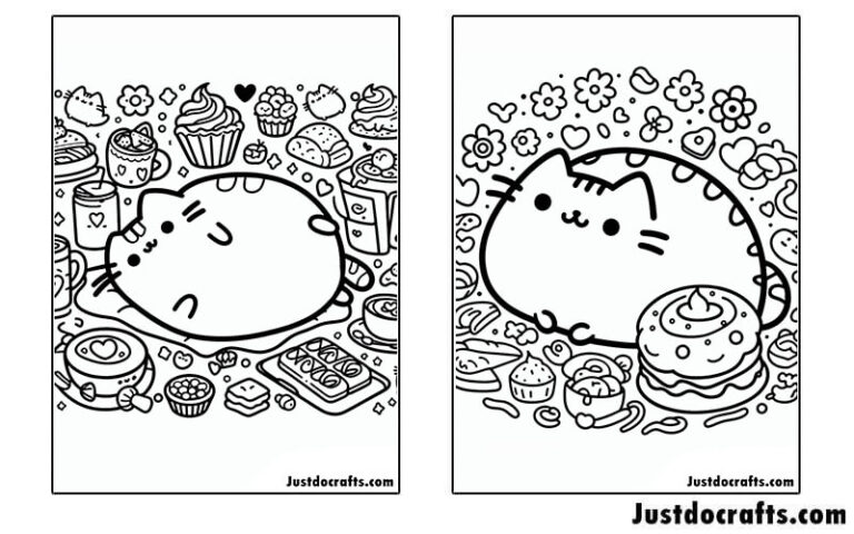Pusheen Coloring Pages (Free PDF printable) - Just Do Crafts