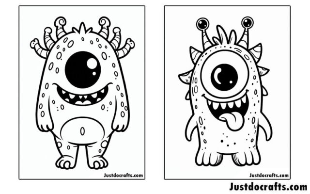 Monster Coloring Pages (Free PDF printable) - Just Do Crafts