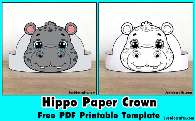 Hippo Paper Crown (Free PDF printable template) - Just Do Crafts