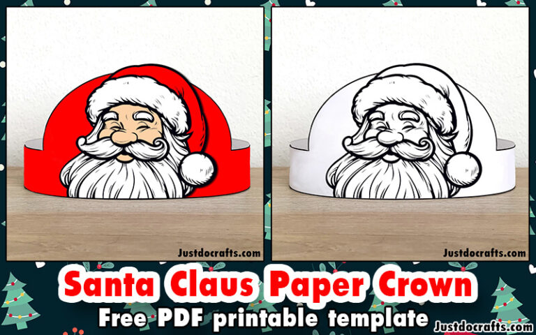 Santa Claus Paper Crown (Free PDF printable template) - Just Do Crafts