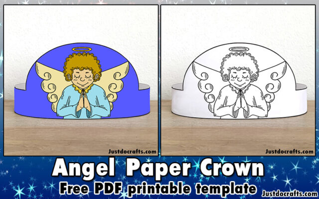 Angel Paper Crown (Free PDF printable template) - Just Do Crafts