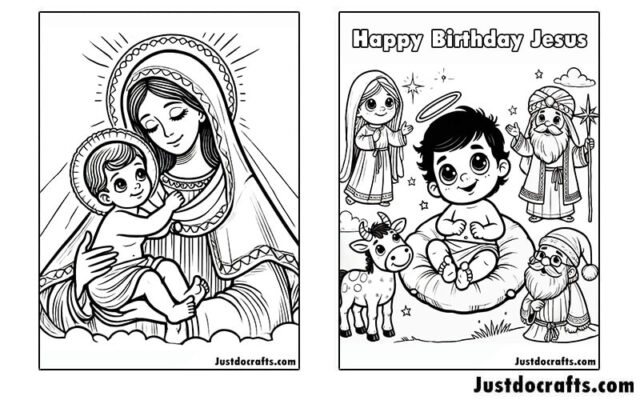 Happy Birthday Jesus Coloring Pages (Free PDF printable) - Just Do Crafts