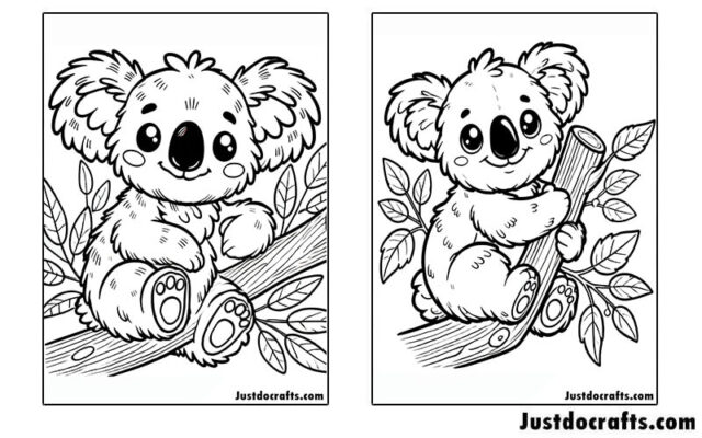 Koala Coloring Pages (Free PDF printable) - Just Do Crafts