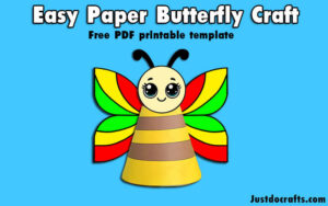 Easy Paper Butterfly Craft (Free PDF printable template) - Just Do Crafts
