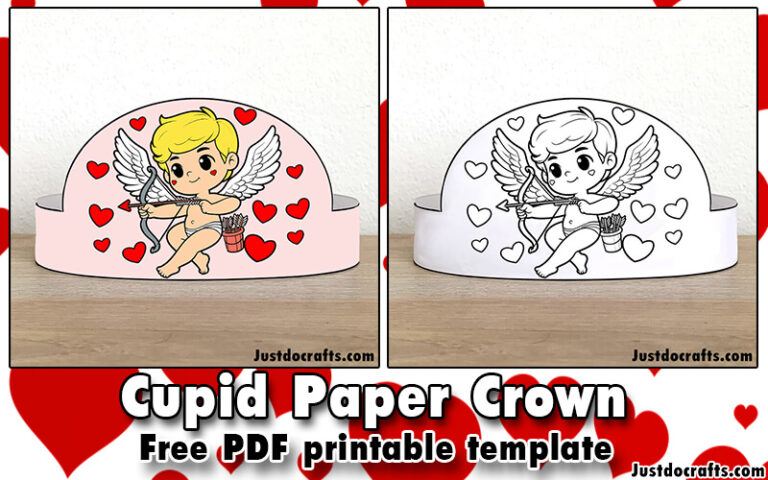 Cupid Paper Crown (Free PDF printable template) - Just Do Crafts