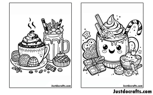 Hot Cocoa Coloring Pages (Free PDF printable) - Just Do Crafts