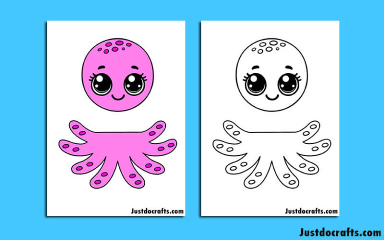 Easy Octopus Paper Craft (Free PDF printable template) - Just Do Crafts