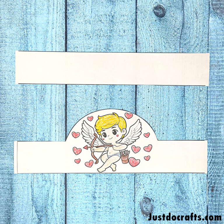 Cupid Paper Crown (Free PDF printable template) - Just Do Crafts