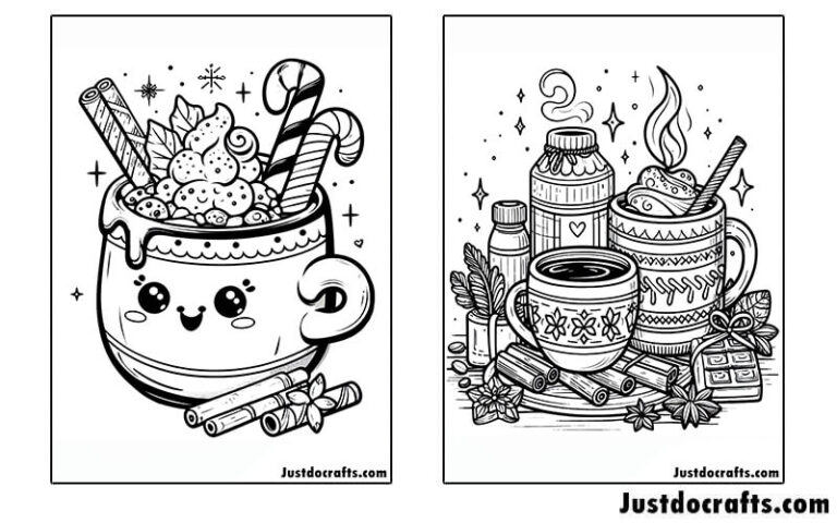 Hot Cocoa Coloring Pages (Free PDF printable) - Just Do Crafts