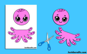 Easy Octopus Paper Craft (Free PDF printable template) - Just Do Crafts