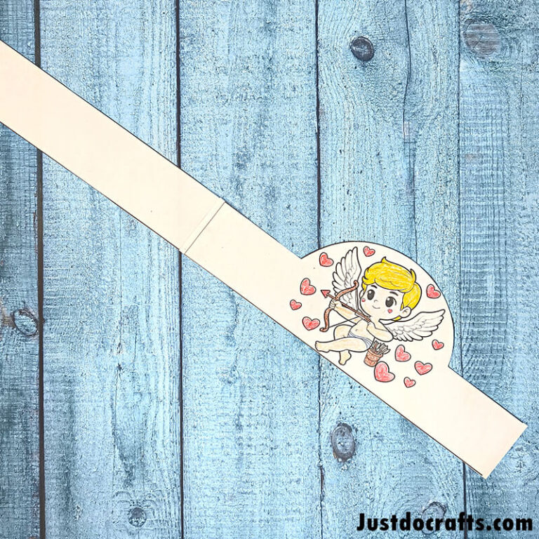 Cupid Paper Crown (Free PDF printable template) - Just Do Crafts