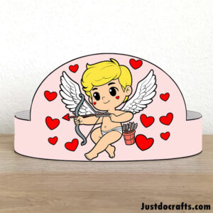 Cupid Paper Crown (Free PDF printable template) - Just Do Crafts