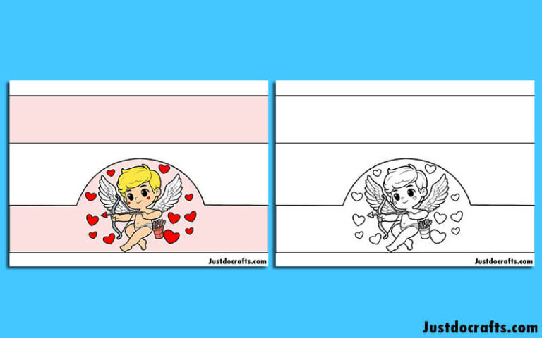 Cupid Paper Crown (Free PDF printable template) - Just Do Crafts