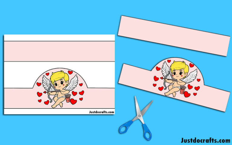 Cupid Paper Crown (Free PDF printable template) - Just Do Crafts