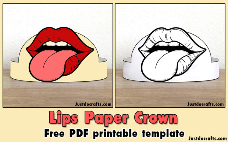 Lips Paper Crown (Free PDF printable template) - Just Do Crafts