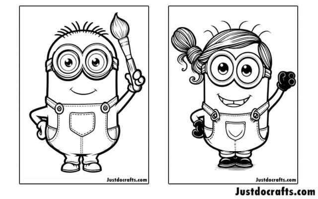 Minion Coloring Pages (Free PDF printable) - Just Do Crafts