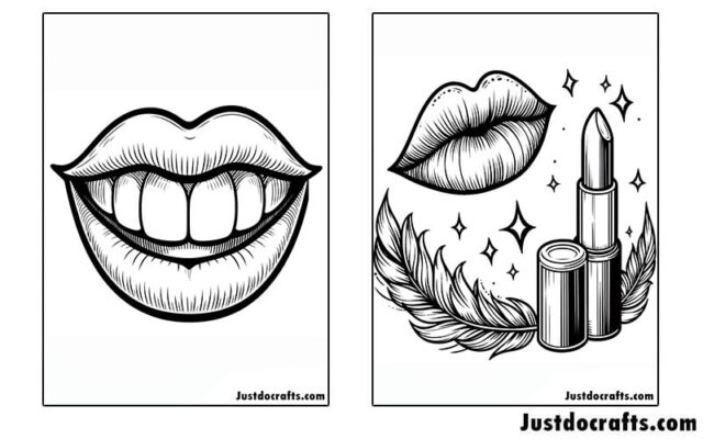 Lips Coloring Pages (Free PDF printable) - Just Do Crafts