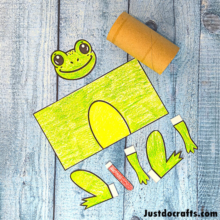 Frog Toilet Paper Roll Craft (Free PDF printable template) - Just Do Crafts