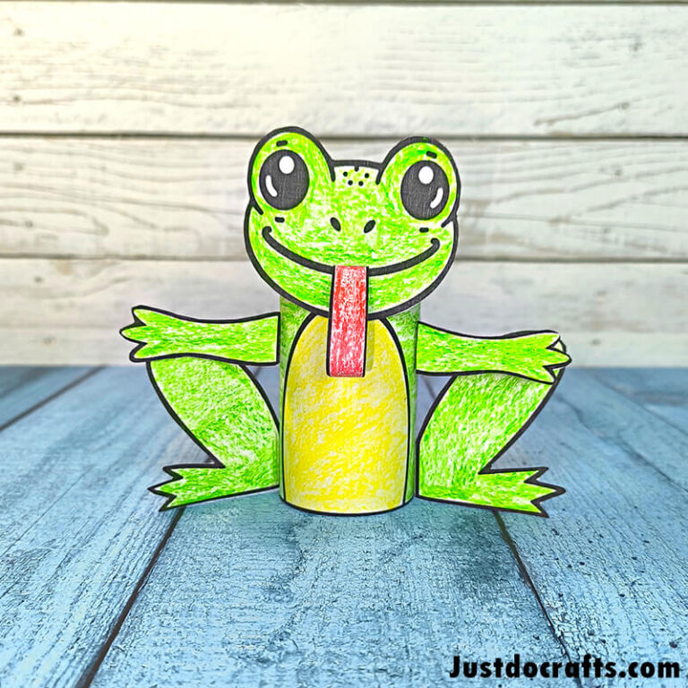 Frog Toilet Paper Roll Craft (Free PDF printable template) - Just Do Crafts