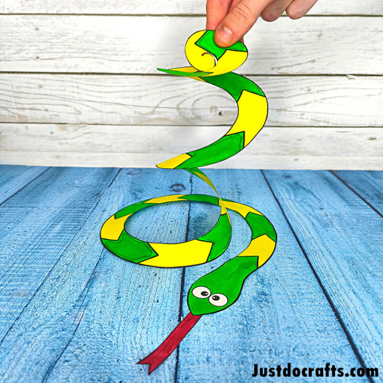 Paper Spiral Snake Craft (Free PDF printable template) - Just Do Crafts