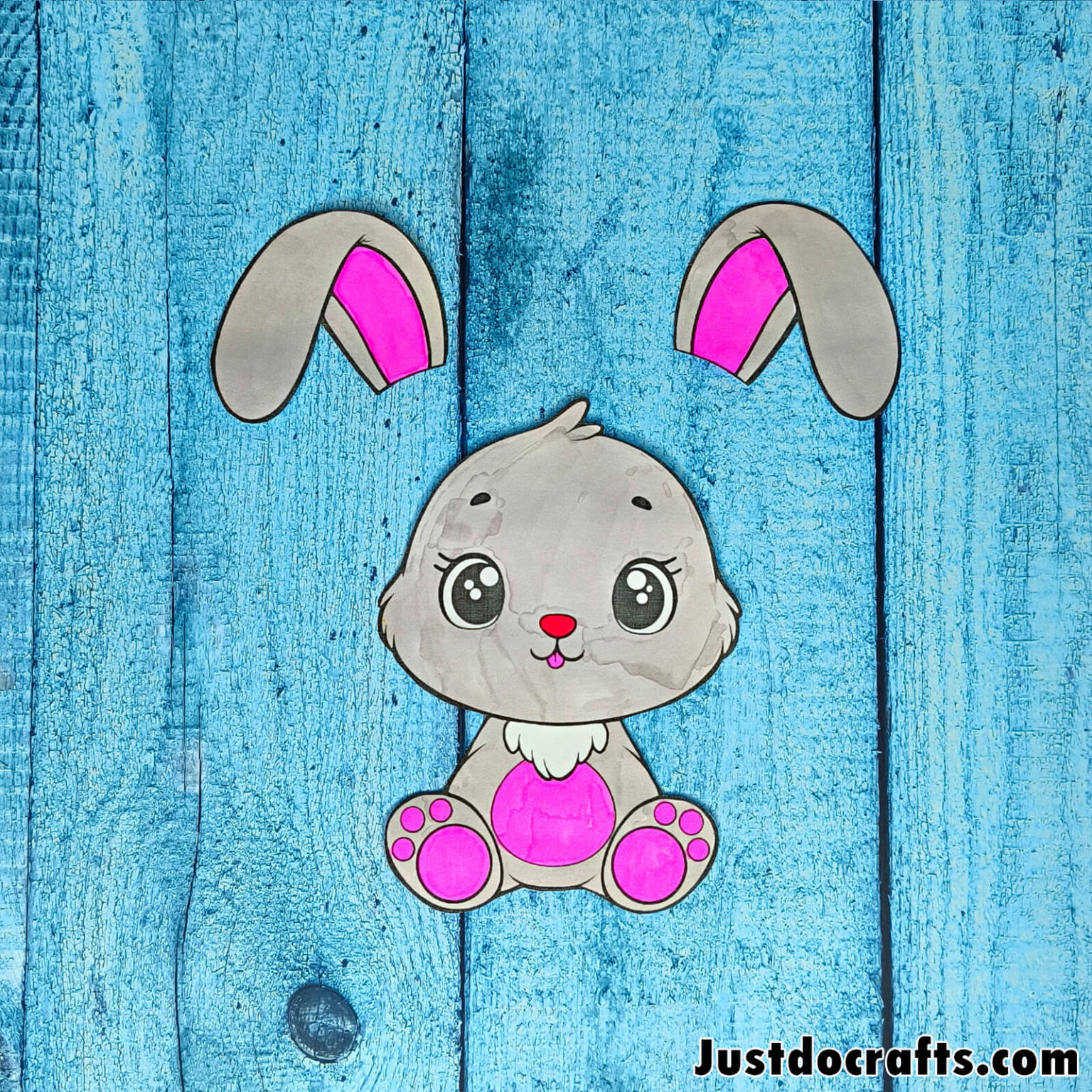 Cute Easter Bunny Craft (Free PDF printable template) - Just Do Crafts