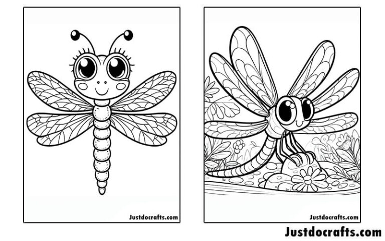 Dragonfly Coloring Pages (Free PDF printable) - Just Do Crafts