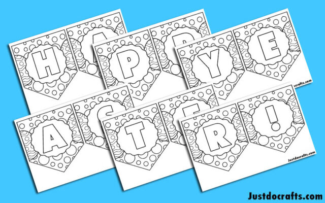 Happy Easter Banner to Color (Free PDF printable template) - Just Do Crafts