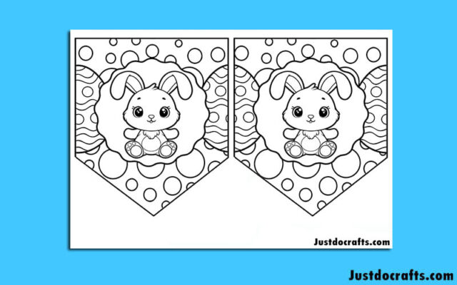 Happy Easter Banner to Color (Free PDF printable template) - Just Do Crafts