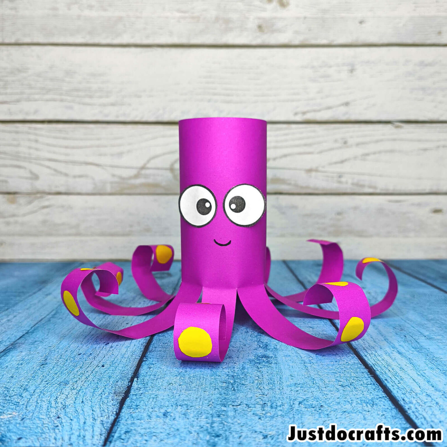 Paper Octopus Craft for kids (Free PDF printable template) - Just Do Crafts