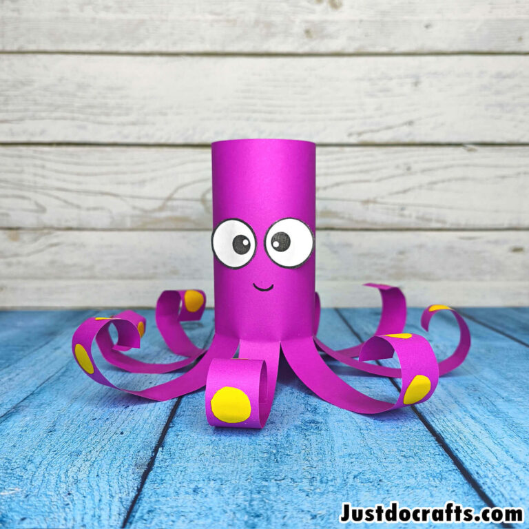 Paper Octopus Craft for kids (Free PDF printable template) - Just Do Crafts