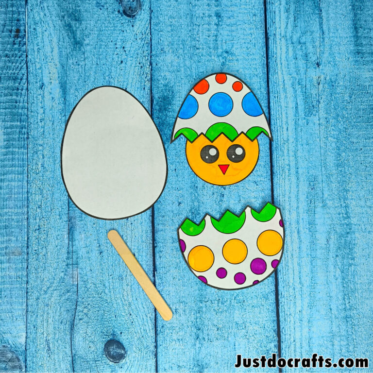 Hatching Chick Easter Craft (Free PDF printable template) - Just Do Crafts