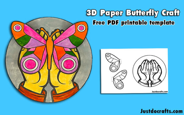 3D Paper Butterfly Craft (Free PDF printable template) - Just Do Crafts
