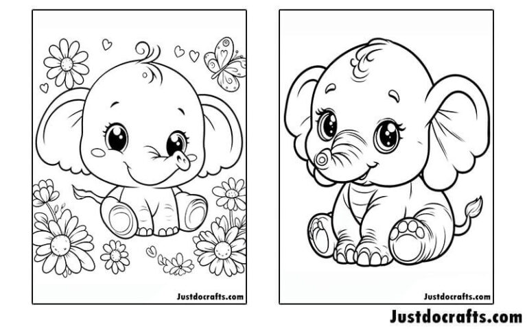 Elephant Coloring Pages (Free PDF printable) - Just Do Crafts