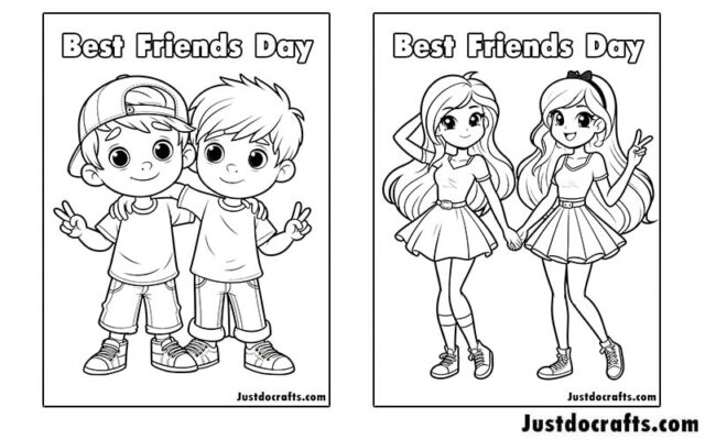 Best Friends Day Coloring Pages (Free PDF printable) - Just Do Crafts
