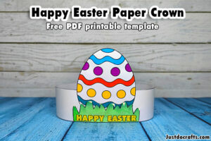 Happy Easter Paper Crown (Free PDF printable template) - Just Do Crafts