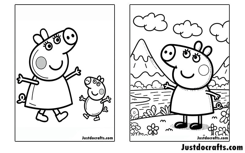 Peppa Pig Coloring Pages (Free PDF printable) - Just Do Crafts